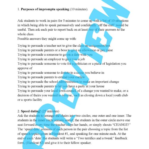 PUBLIC SPEAKING UNIT: Impromptu Speaking | Made By Teachers