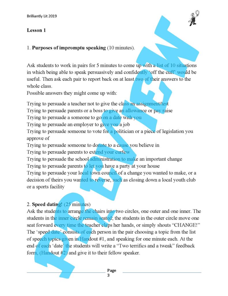 PUBLIC SPEAKING UNIT: Impromptu Speaking - Made By Teachers