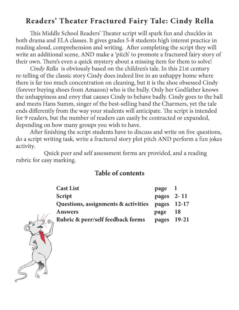 READERS' THEATER FRACTURED FAIRY TALE SCRIPT: Cindy Rella - Made By ...