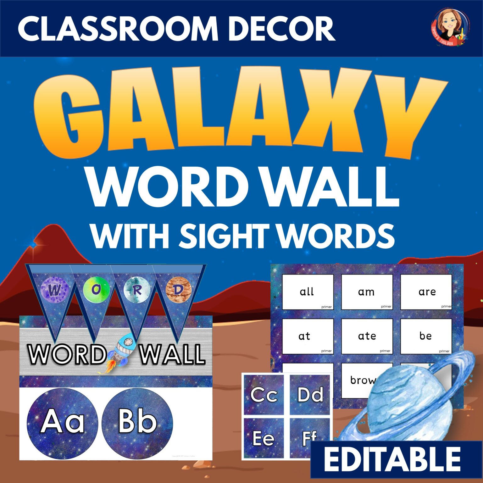 Sight Word and Phonics Word Wall in Galaxy Theme | Made By Teachers