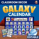 Editable Classroom Calendar in Galaxy Outer Space - Made By Teachers