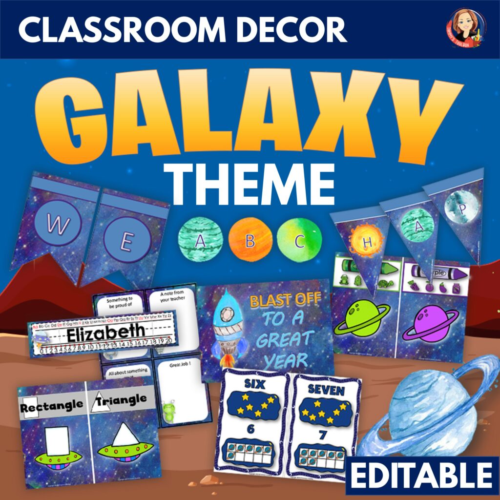 Classroom Decor Set in Galaxy Outer Space Theme | Made By Teachers