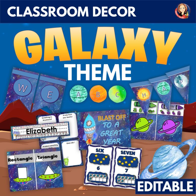 Classroom Decor Set in Galaxy Outer Space Theme | Made By Teachers