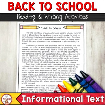 Back to School Informational Text Activities | Made By Teachers