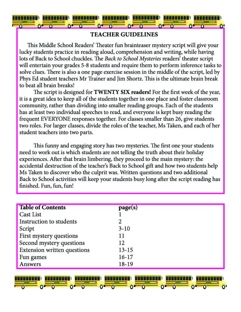 READERS' THEATER BACK TO SCHOOL MYSTERY SCRIPT grades 5-8 - Made By ...