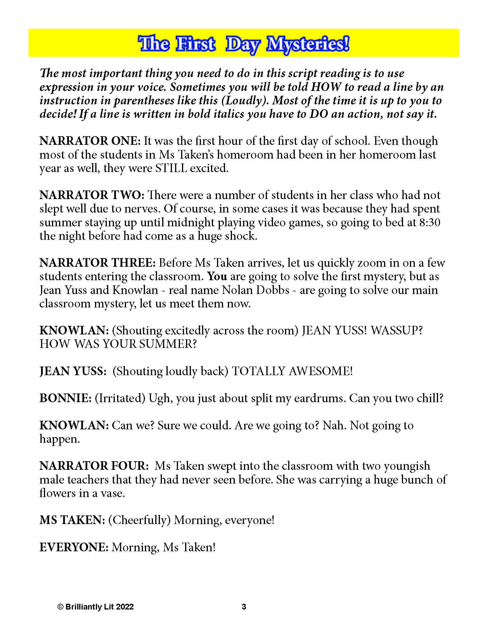 READERS' THEATER BACK TO SCHOOL MYSTERY SCRIPT grades 5-8 - Made By ...