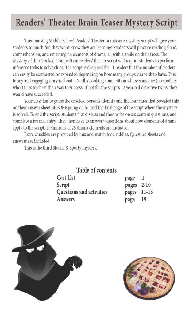 READERS' THEATER MYSTERY SCRIPT WITH ELEMENTS OF DRAMA QUESTIONS - Made ...