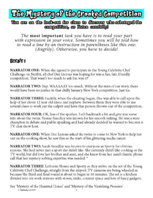 READERS' THEATER MYSTERY SCRIPT WITH ELEMENTS OF DRAMA QUESTIONS - Made ...