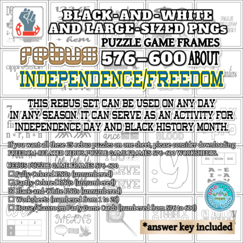 Black-and-White Rebus Puzzle Frames 101-120 PNGs - Made By Teachers