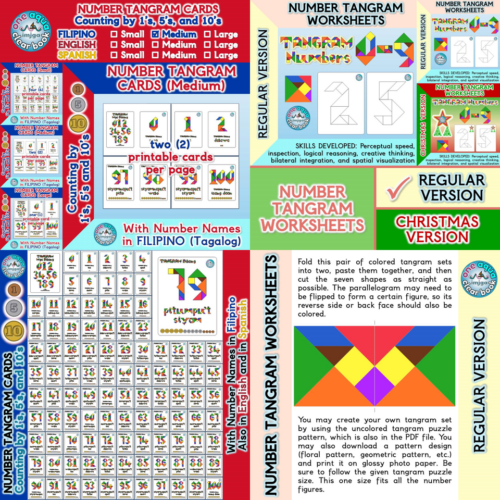 English Number Tangram Cards (Small) - Made By Teachers