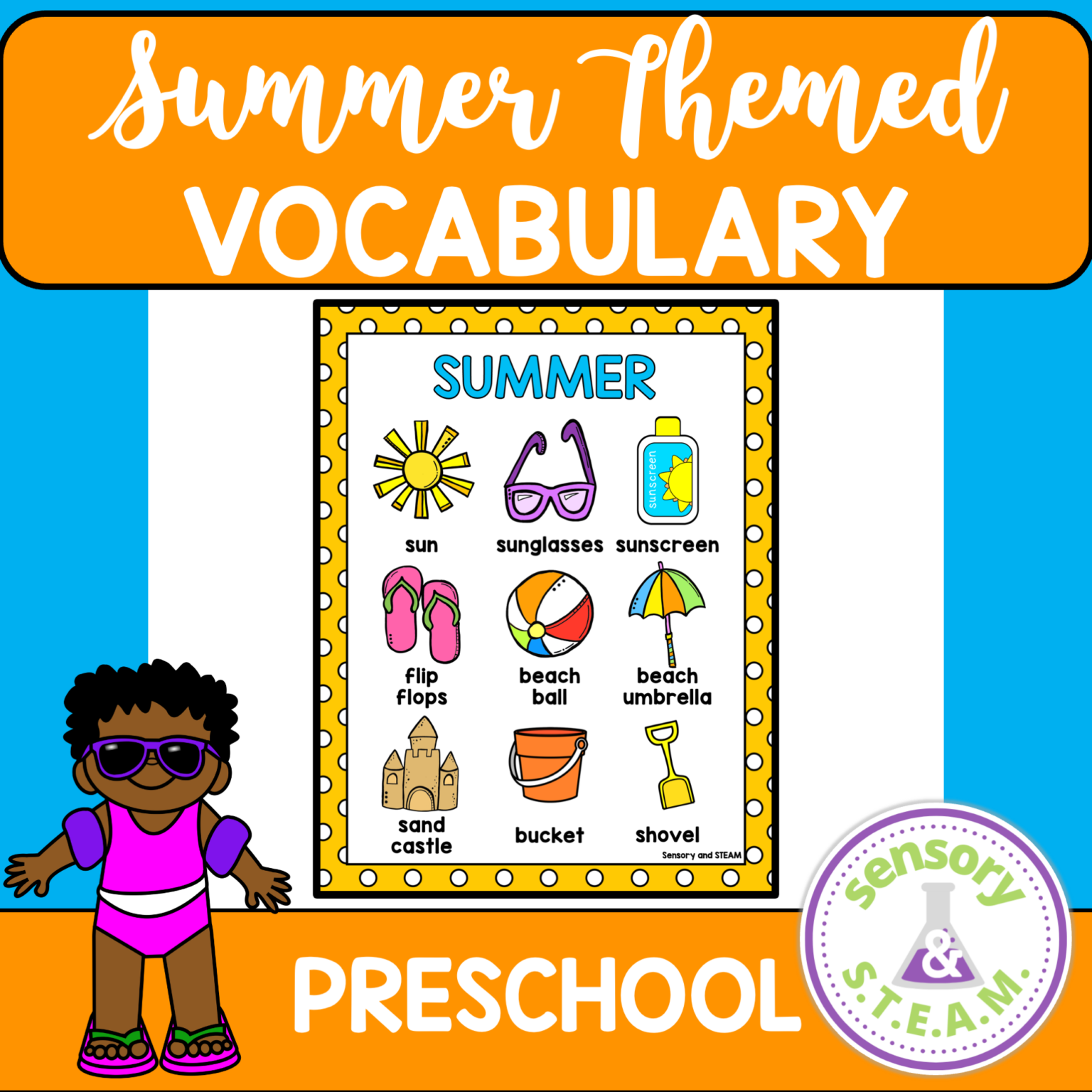 SUMMER THEME VOCABULARY *FREEBIE* | PRESCHOOL END OF THE YEAR - Made By ...