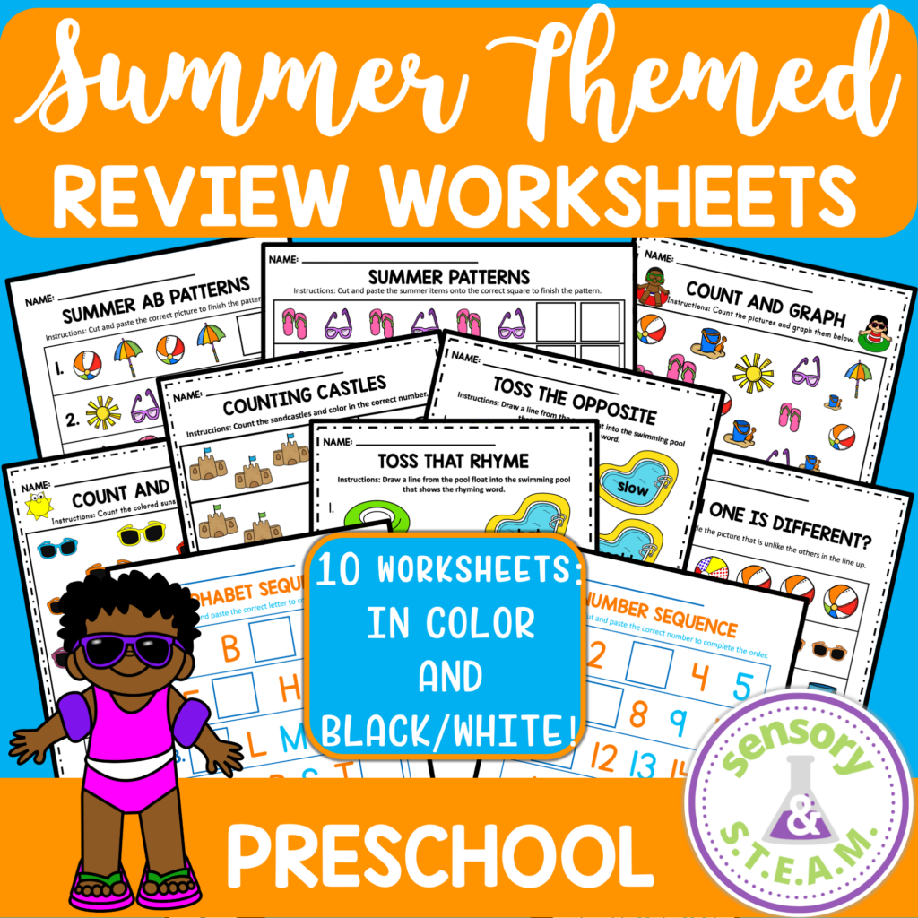 SUMMER *BUNDLE* for Preschool | Review Activities, Worksheets | Made By ...