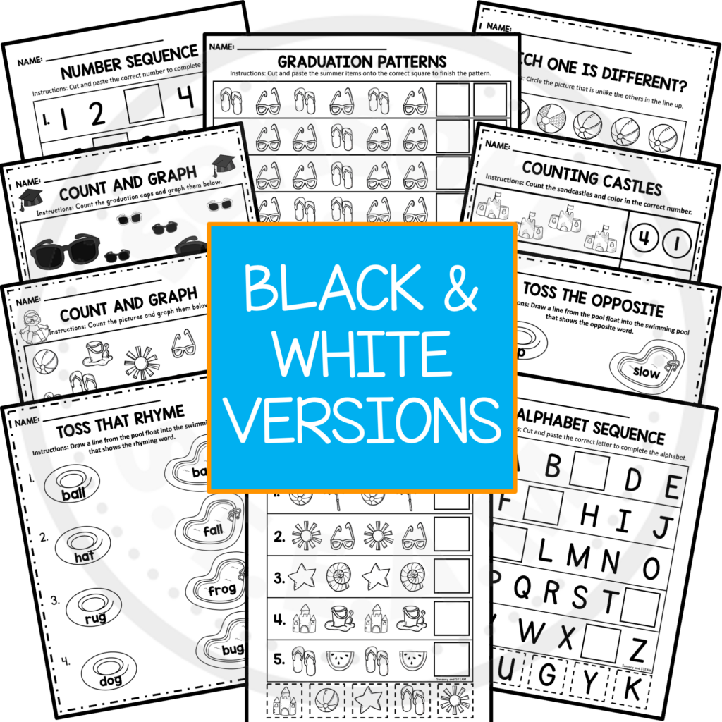 SUMMER THEME Worksheets for Preschool | patterns, counting, graph ...