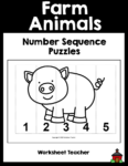 Farm Animals Number Sequence B&W Picture Puzzles | Made By Teachers