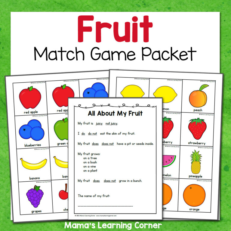 Fruit Match Game Packet - Made By Teachers