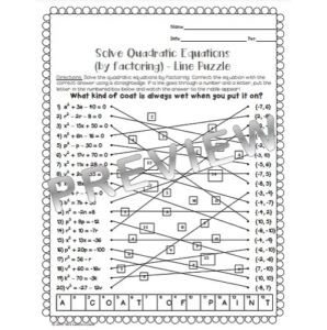 Quadratic Equation by Factoring: Riddle and Maze - Made By Teachers