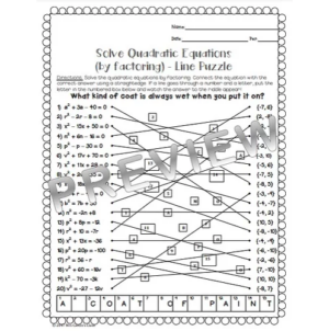 Quadratic Equation by Factoring: Riddle and Maze - Made By Teachers