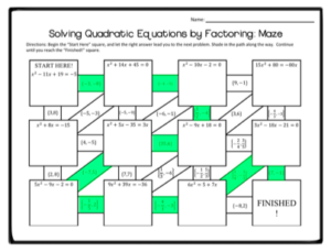 Quadratic Equation by Factoring: Riddle and Maze - Made By Teachers