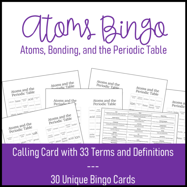 Atoms Bonding and the Periodic Table Bingo Game | Made By Teachers