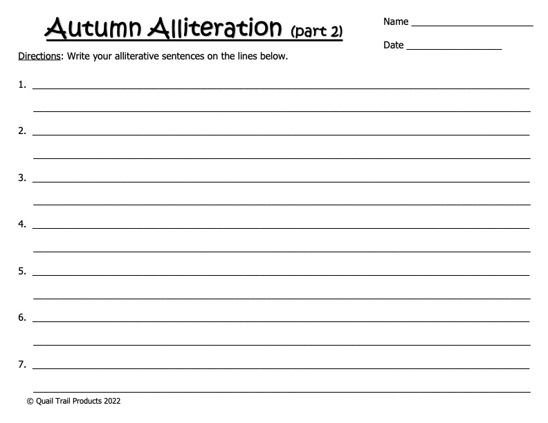 Autumn Alliteration Worksheets | Made By Teachers