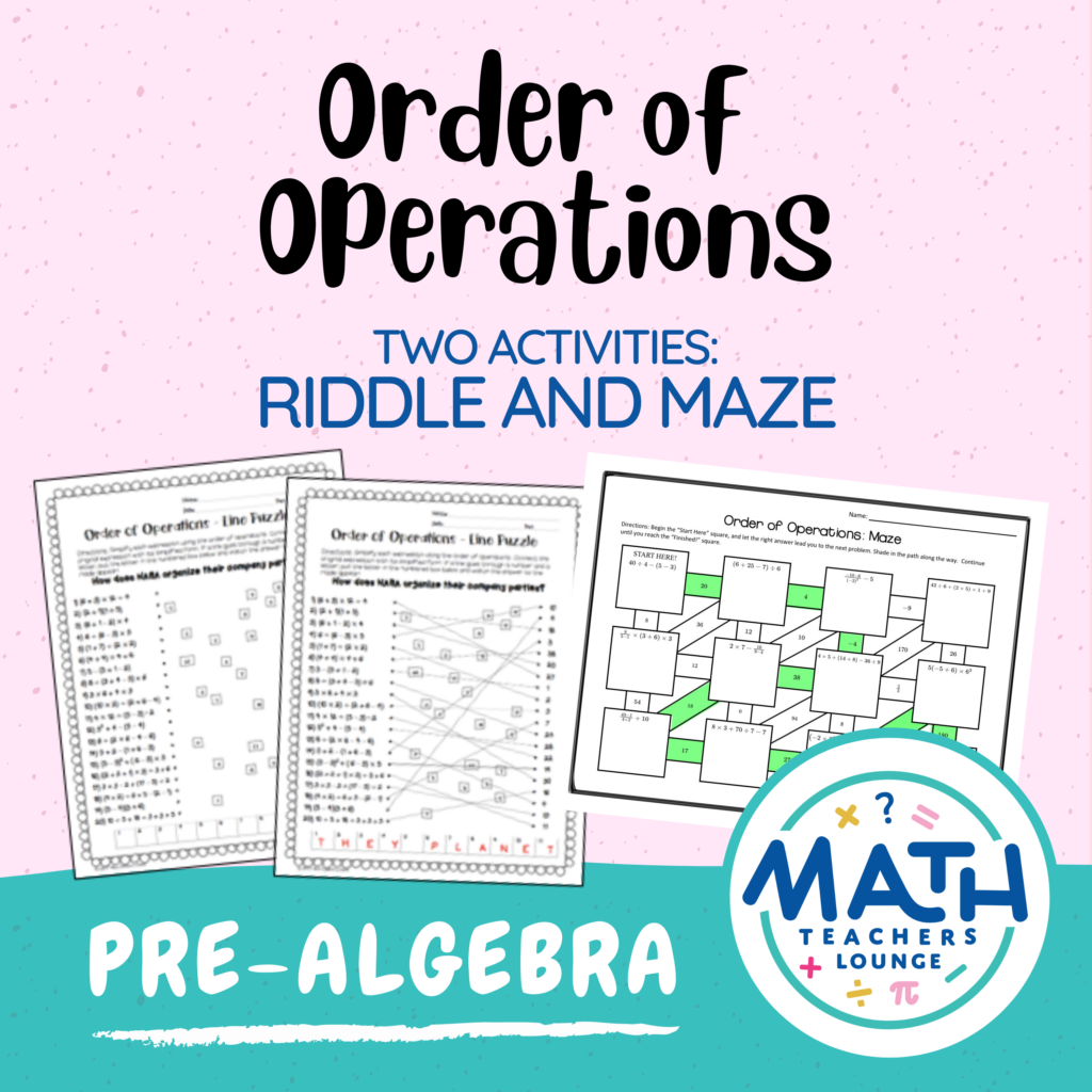 Order of Operation: Riddle and Maze | Made By Teachers