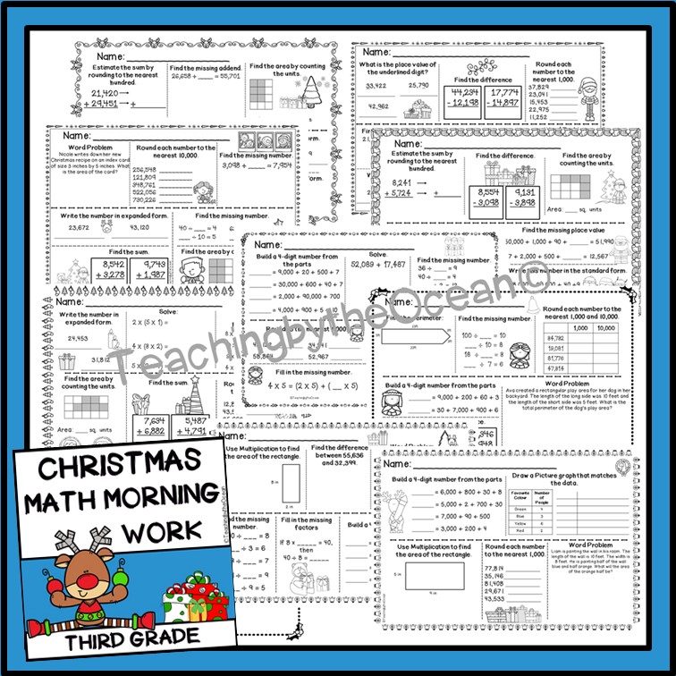 3rd Grade Math Morning Work and 3rd Grade Math Homework - Christmas ...