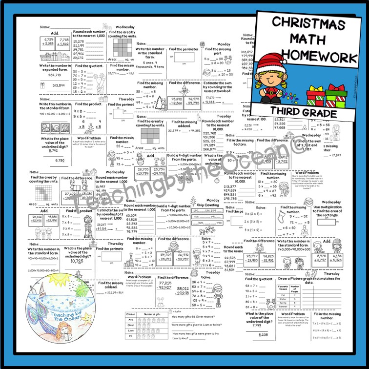 3rd Grade Math Morning Work and 3rd Grade Math Homework - Christmas ...