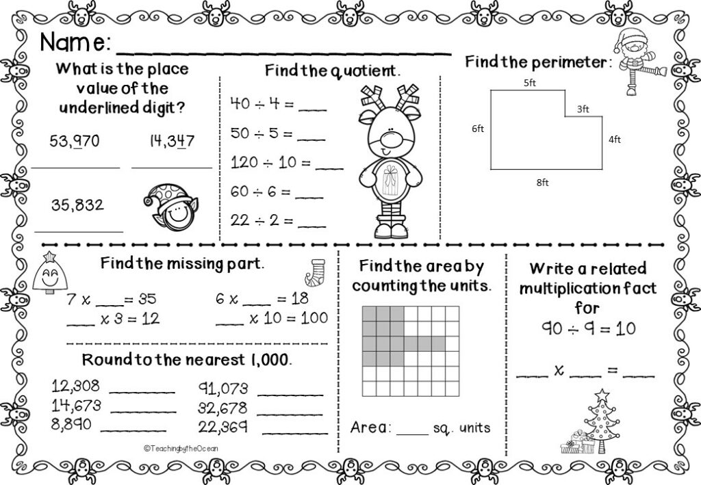 3rd Grade Math Morning Work and 3rd Grade Math Homework - Christmas ...