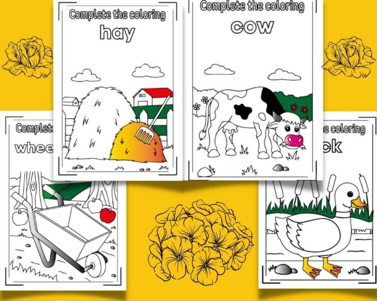 Complete the coloring/ On the farm coloring book | Made By Teachers