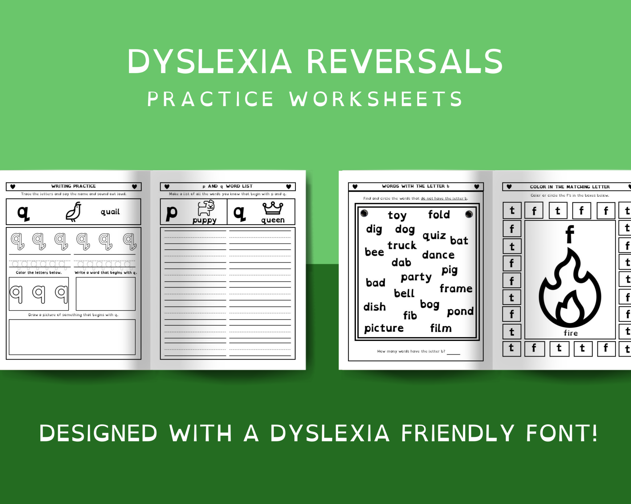 Dyslexia Letter Reversals Worksheets for b, d, p, q, t and f | Made By ...