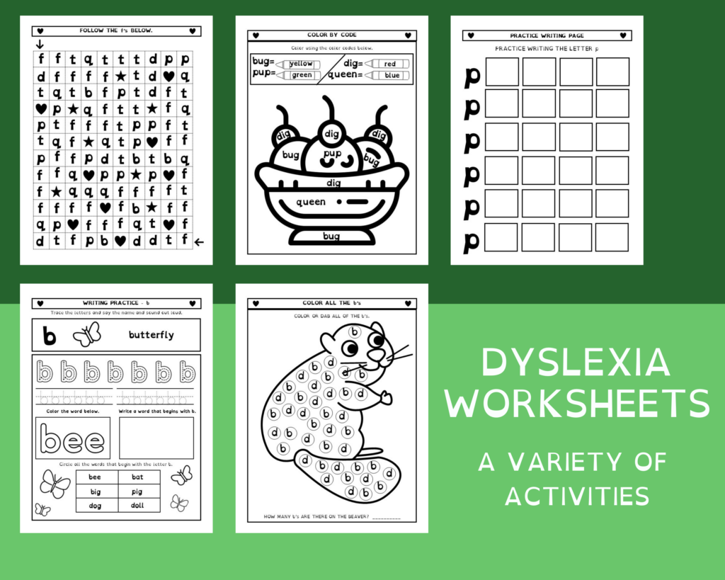 Dyslexia Letter Reversals Worksheets for b, d, p, q, t and f - Made By ...