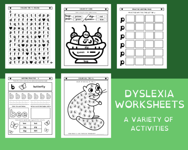 Dyslexia Letter Reversals Worksheets for b, d, p, q, t and f - Made By ...