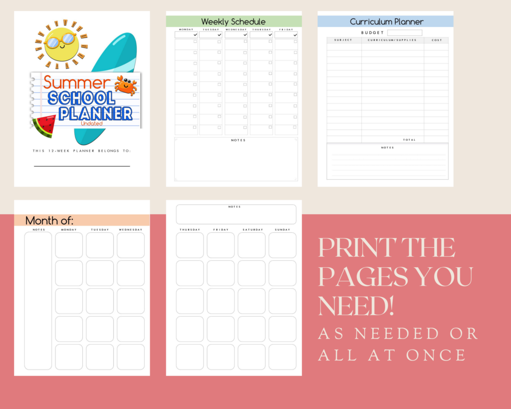 Summer School Planner - Made By Teachers