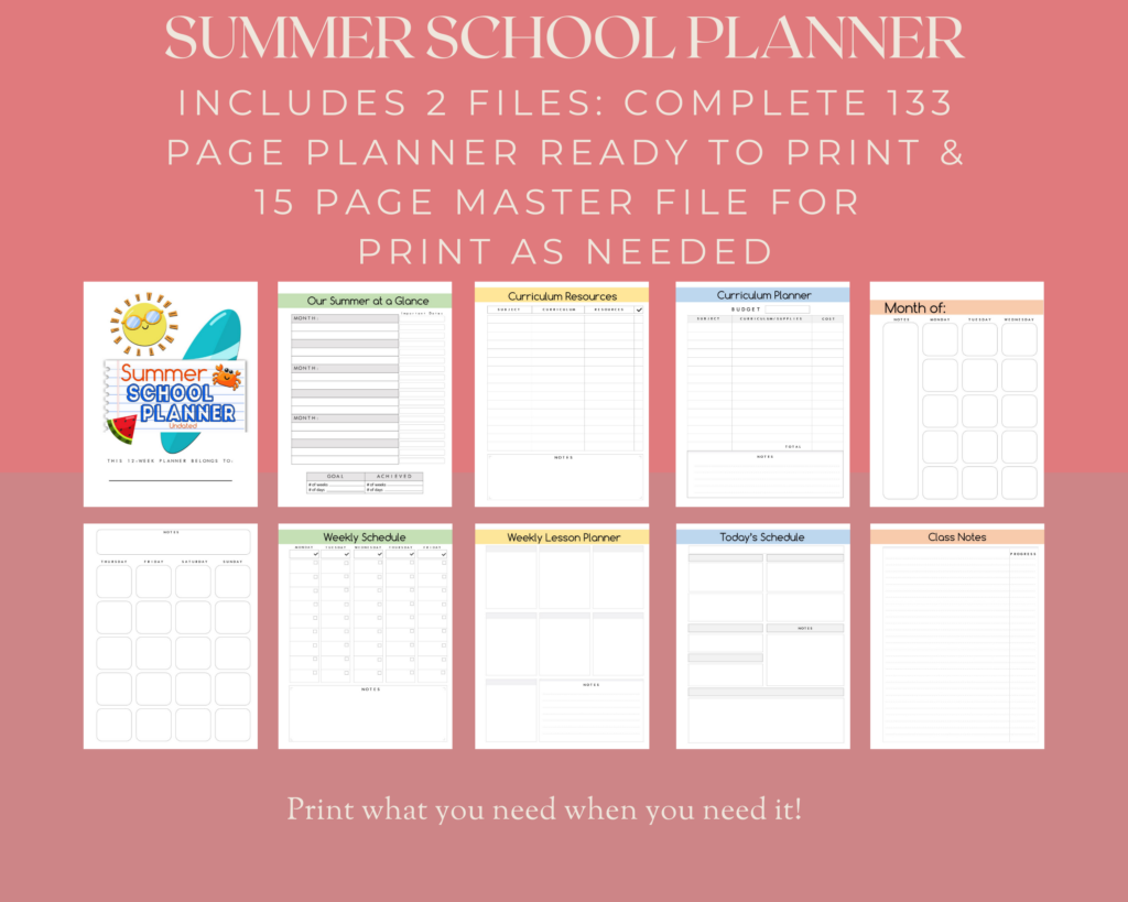Summer School Planner - Made By Teachers