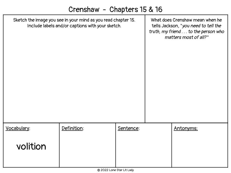 Crenshaw Novel Study | Made By Teachers
