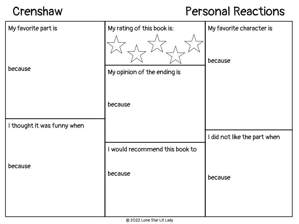 Crenshaw Novel Study | Made By Teachers