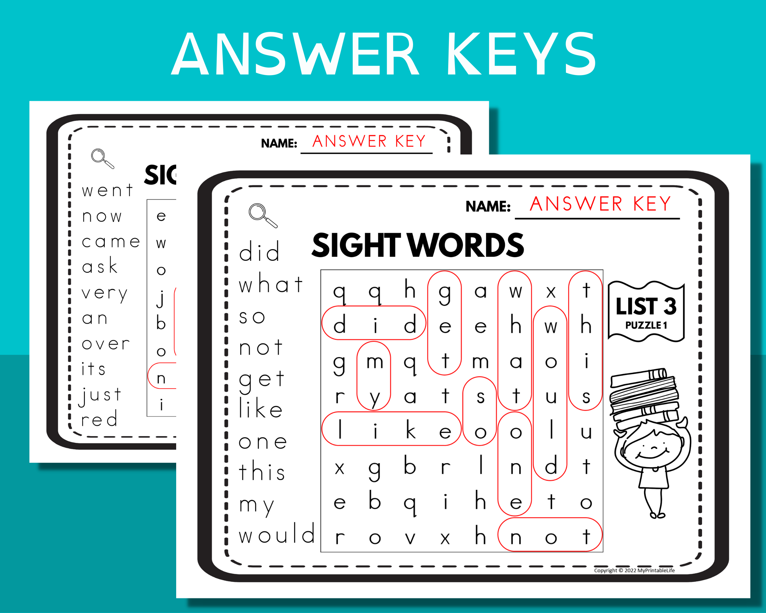 Dolch Sight Words Word Search Puzzles Complete Dolch 220 Plus 95 Nouns ...
