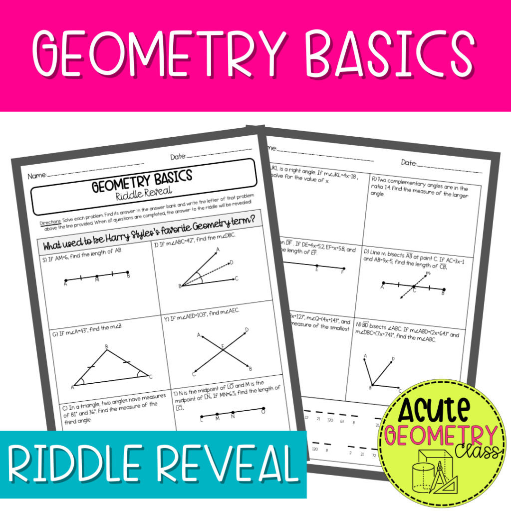 Geometry Basics Riddle Activity - Made By Teachers