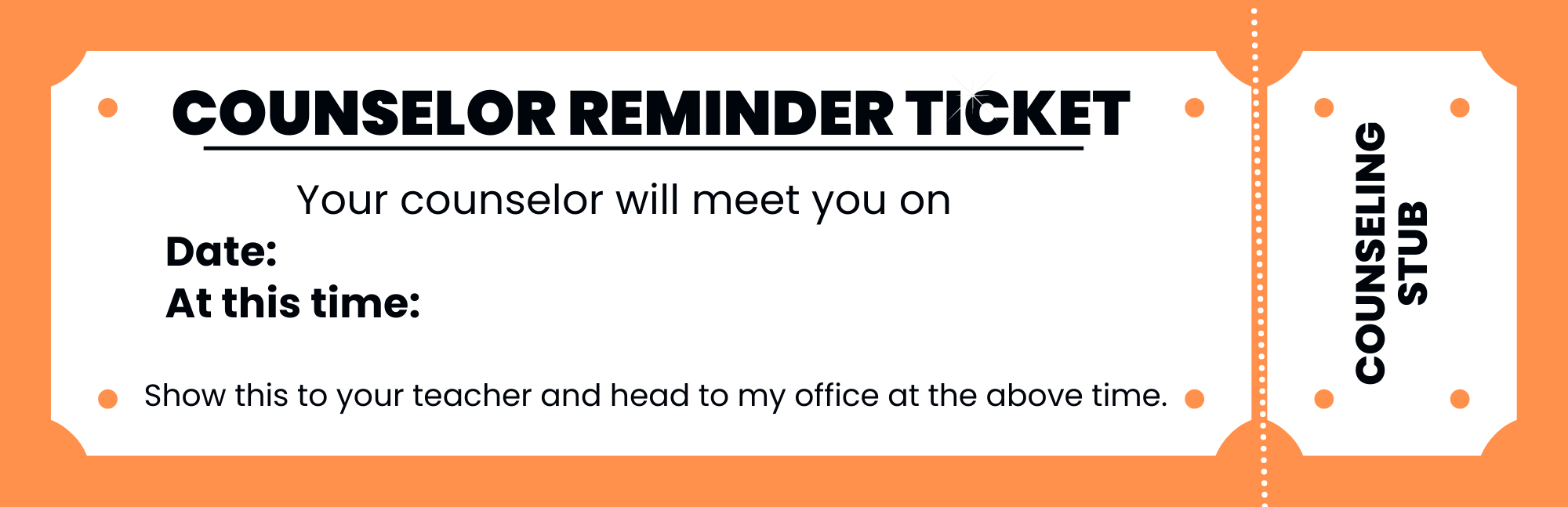 Counselor Reminder Meeting Tickets | Made By Teachers