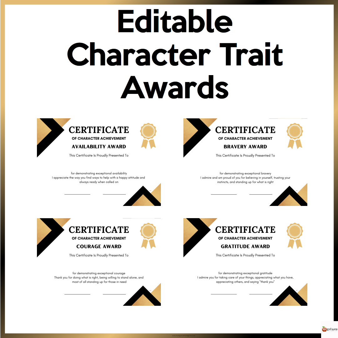 Character Award Certificates School Counseling Character Education 