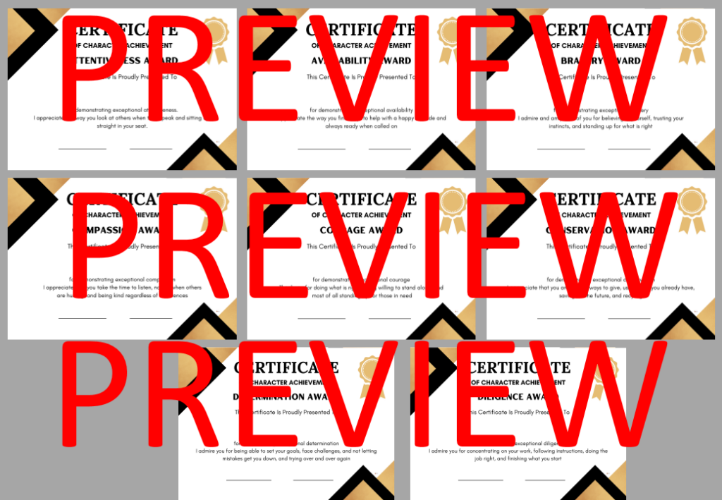 Character Award Certificates School Counseling Character Education ...