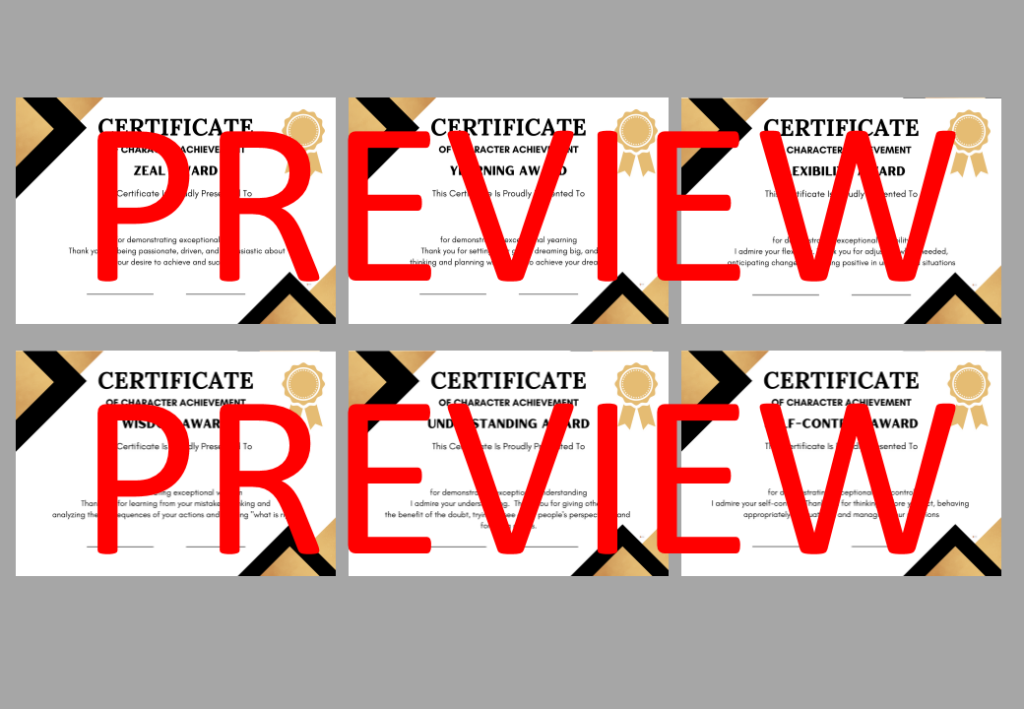 Character Award Certificates School Counseling Character Education ...