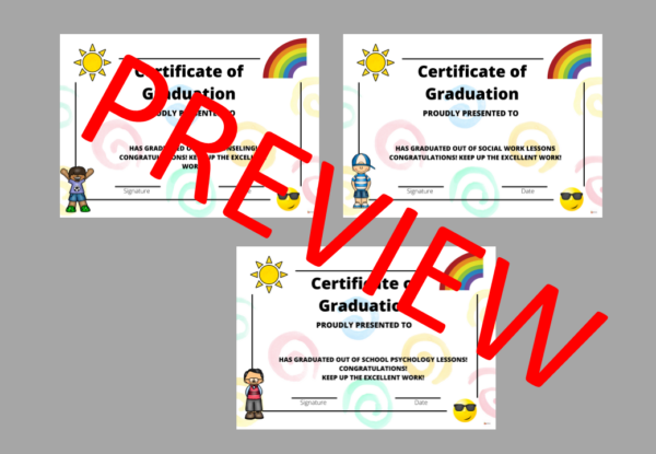 Graduation Certificates for Counselor, Social Worker Kids Theme | Made ...