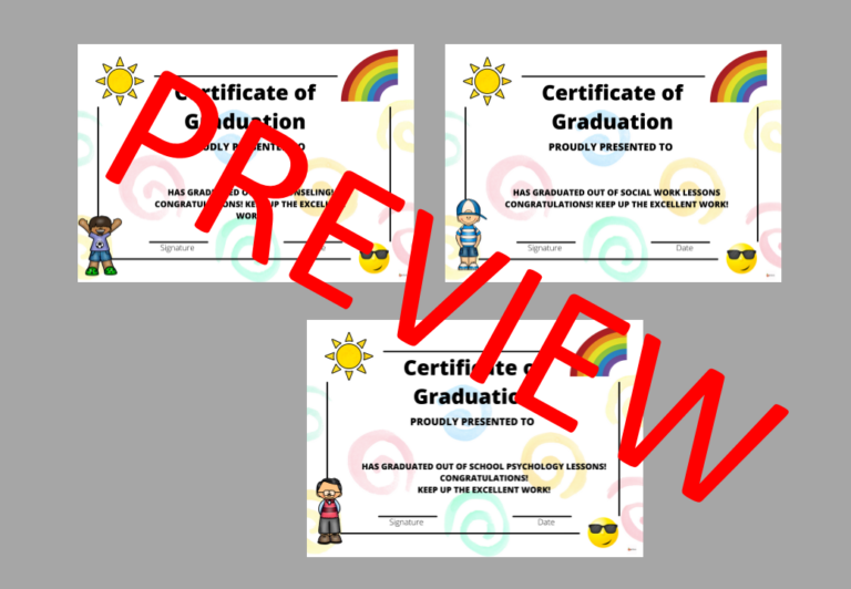 Graduation Certificates for Counselor, Social Worker Kids Theme | Made ...