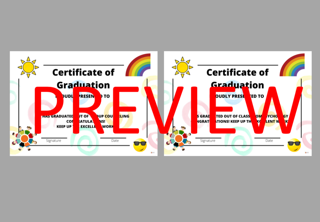 Graduation Certificates for Counselor, Social Worker Kids Theme | Made ...