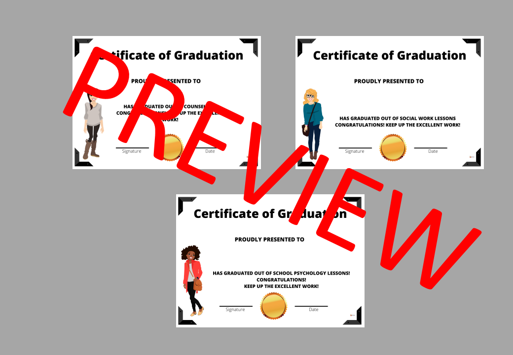 Graduation Certificates for Counselor, Social Worker Teens Theme | Made ...