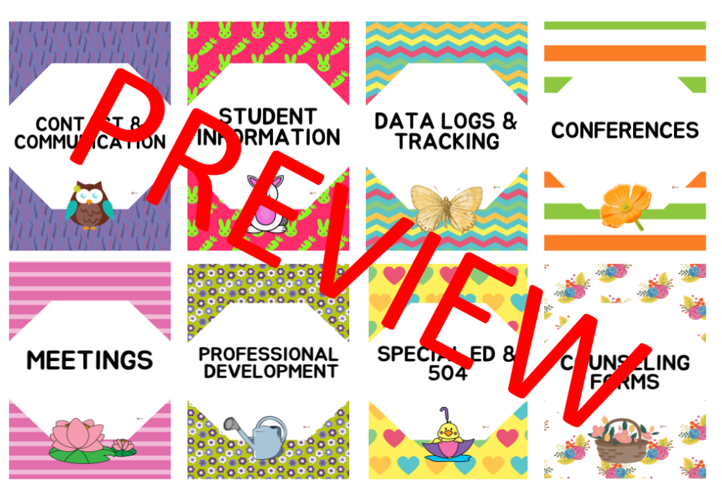 Counselor Central Binder Set Spring Theme - Made By Teachers