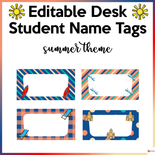 Editable Desk Name Tags Summer Theme | Made By Teachers