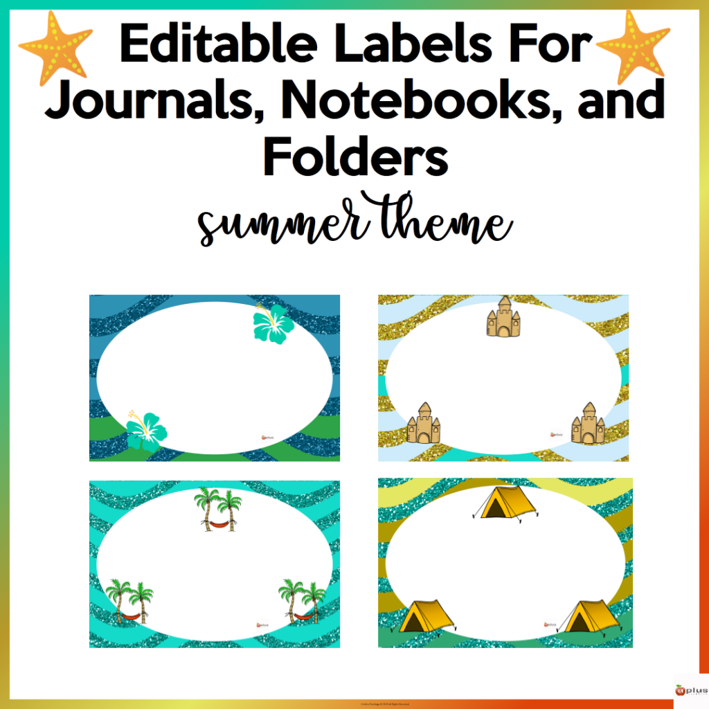 Editable Labels for Journals, Notebooks, and Folders Summer Theme ...