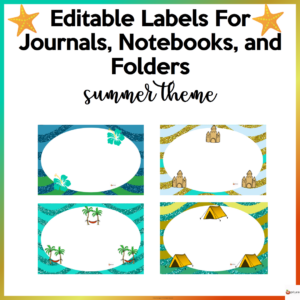 Editable Labels for Journals, Notebooks, and Folders Summer Theme ...